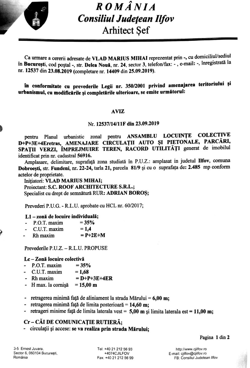 Proiect de hotarare privind aprobare PUZ - Ansamblu locuinte colective ...